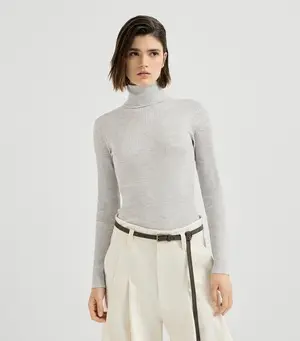 Brunello Cucinelli Cashmere-blend Ribbed Sparkle Sweater