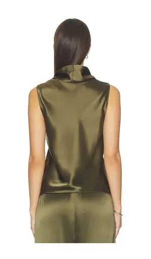 LESET Barb Sleeveless Cowl Neck Blouse