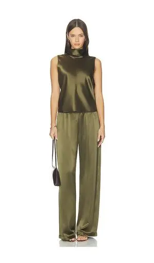 LESET Barb Sleeveless Cowl Neck Blouse