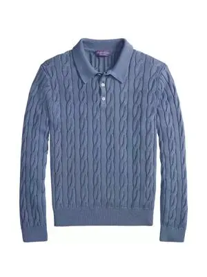 Ralph Lauren Purple Label Cable-knit Polo Sweater - Blue