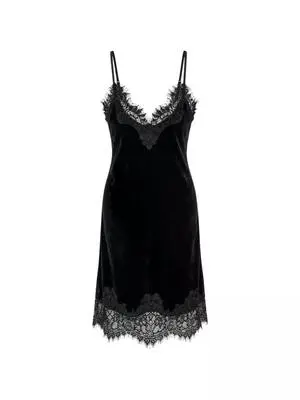Gold Hawk Lace-trim Camisole Dress - Black
