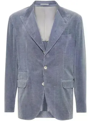 Brunello Cucinelli Peak-lapel Corduroy Blazer - Blue