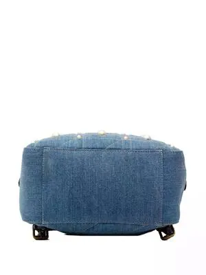 Gucci 2016-2026 Small Gg Marmont Pearl Studded Matelasse Denim Backpack