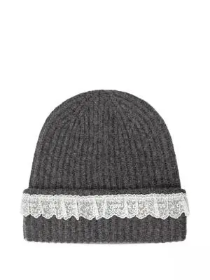 GANNI Beanie In Lace Wool - Grey
