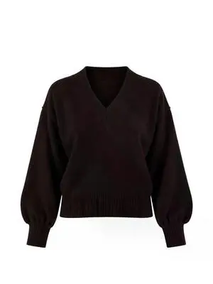 EMMA E GAIA V-neck Sweater - Brown