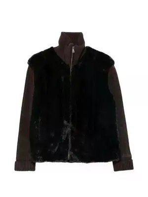 MC2 SAINT BARTH Faux-fur Panelled Knitted Jacket - Brown