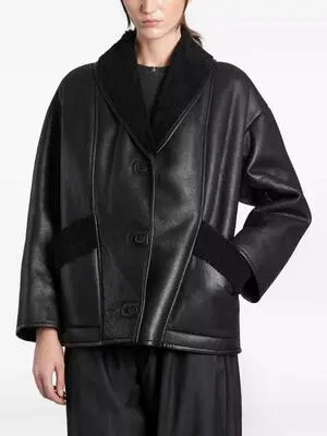 SALVATORE SANTORO Shearling-trim Leather Jacket
