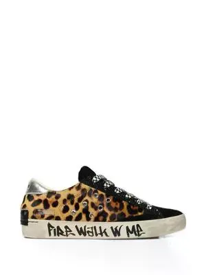 CRIME LONDON Distressed Leopard-print Sneakers