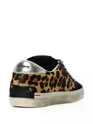 CRIME LONDON Distressed Leopard-print Sneakers