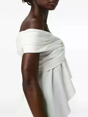 MSGM Off-shoulder Draped Mini Dress - Black