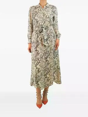 Max Mara Floral-print Belted Midi Dress - Neutrals