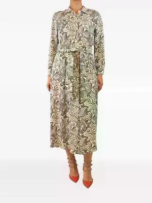 Max Mara Floral-print Belted Midi Dress