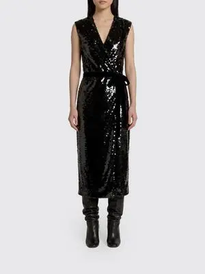 Alberta Ferretti Sleeveless Sequin Wrap Midi Dress - Black