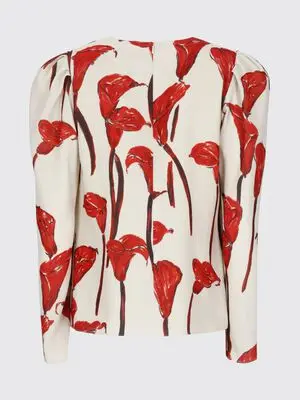 Carolina Herrera Floral Print Crêpe Blouse With Long Sleeves
