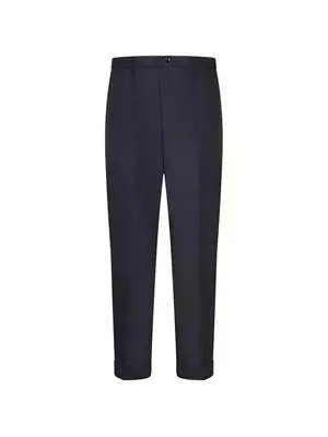 DELL'OGLIO Pleated Turn-up Trousers - Blue