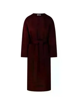 THE DYNAMIS STUDIO Knokke Belted Collarless Coat - Red