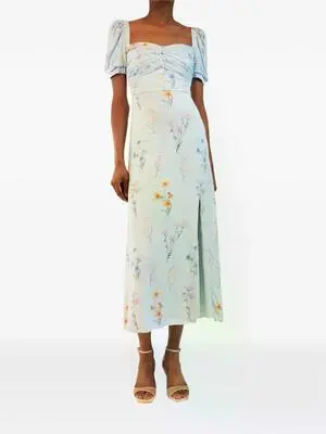 SELF-PORTRAIT Floral-print Ruched Midi Dress