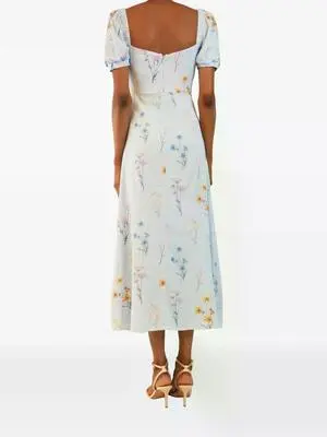 SELF-PORTRAIT Floral-print Ruched Midi Dress