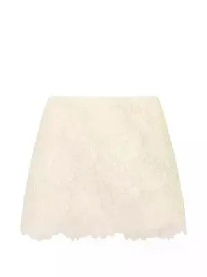 LoveShackFancy Solennea Lace-embroidered Short Skirt - Neutrals