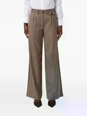 MAR DE MARGARITAS Houndstooth-pattern Pleated Trousers - Brown