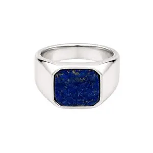 OUTRAGE LONDON Lapis Stone Signet Ring - Silver
