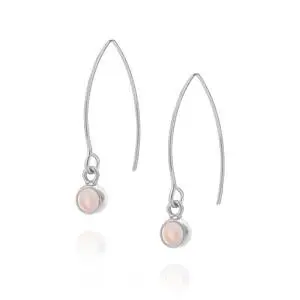 NELLOU JEWELLERY Rose Quartz Gem Dot Arc Earrings Sterling