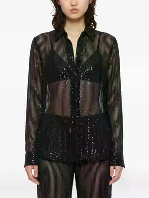 Andamane Sequin-embellished Sheer Shirt