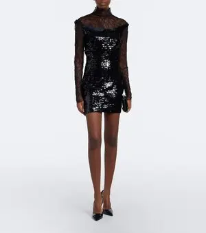 Roberto Cavalli Sequined Lace Minidress
