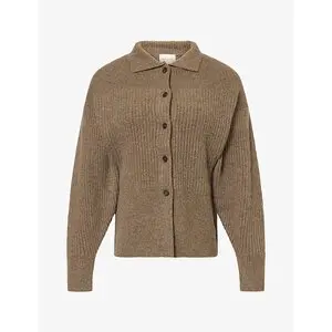 Le Kasha Ribbed Long-sleeve Cashmere Knitted Cardigan - Olive