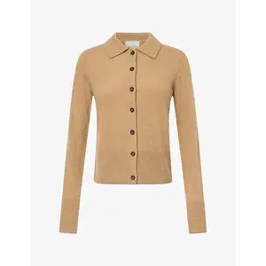 LE KASHA Ribbed-trims Cashmere Knitted Polo Cardigan M