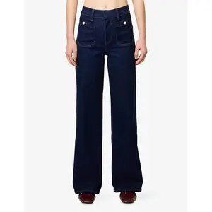 FRAME Pearl Le Slim Palazzo High-rise Stretch-denim Jeans