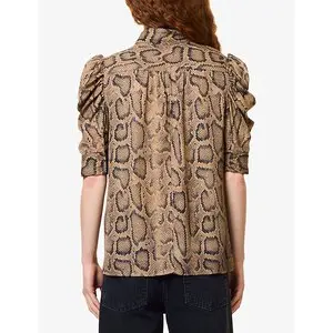 FRAME The Gillian Snake-print Silk Top