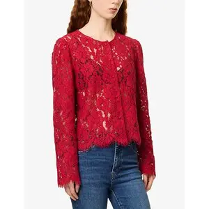 FRAME Scalloped-hem Lace Blouse