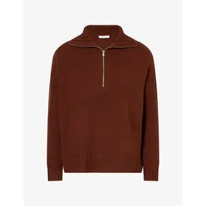 Max Mara High-neck 1/4 Zip Cashmere Sumper - Rust
