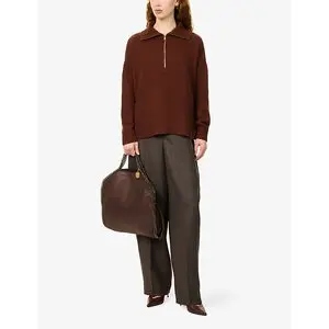 Max Mara High-neck 1/4 Zip Cashmere Sumper - Rust