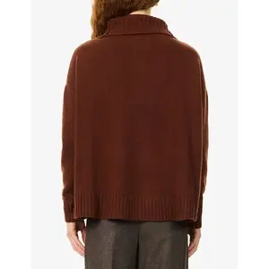Max Mara High-neck 1/4 Zip Cashmere Sumper - Rust
