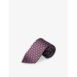 Eton Medallion Floral-print Silk Tie - Dark Red