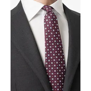 Eton Medallion Floral-print Silk Tie - Dark Red
