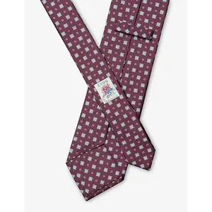 Eton Medallion Floral-print Silk Tie - Dark Red