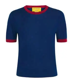 Guest In Residence Cashmere Airy Ringer T-shirt - Navy