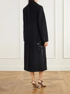 Simkhai Gianni Bead-embellished Double-breasted Wool-blend Felt Coat