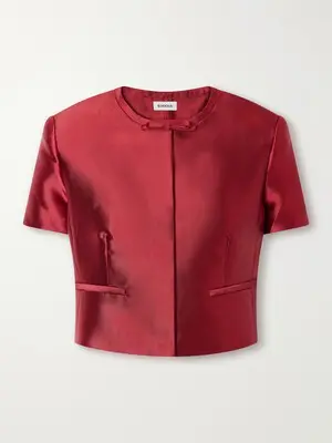 Simkhai Naelle Bow-detail Cropped Satin Blouse - Red