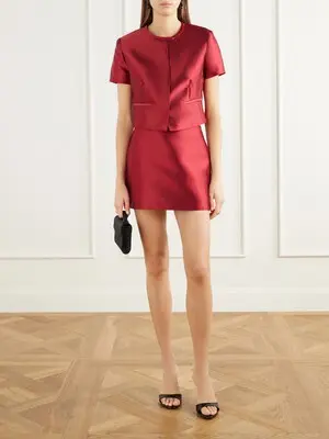 Simkhai Naelle Bow-detail Cropped Satin Blouse