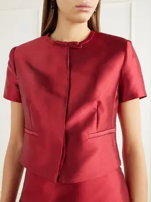 Simkhai Naelle Bow-detail Cropped Satin Blouse