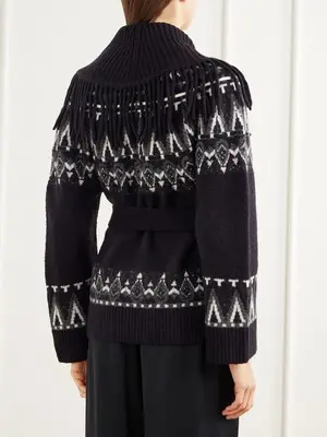 Simkhai Anaise Fringed Fair Isle Wool-blend Cardigan