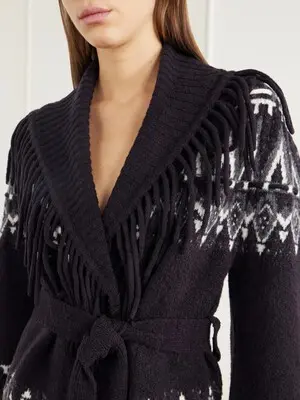 Simkhai Anaise Fringed Fair Isle Wool-blend Cardigan
