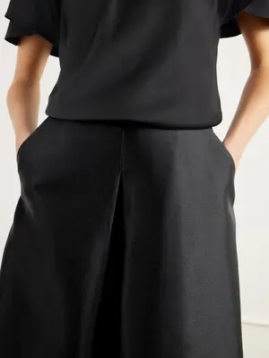 Simkhai Vexa Pleated Duchess-satin Midi Skirt