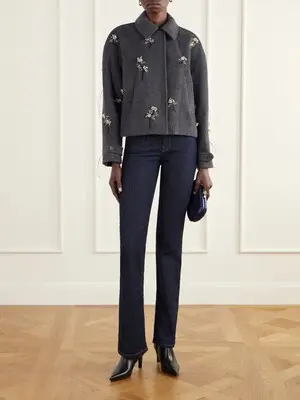 Simkhai Katya Bead-embellished Embriodered Wool-blend Felt Jacket