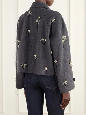 Simkhai Katya Bead-embellished Embriodered Wool-blend Felt Jacket