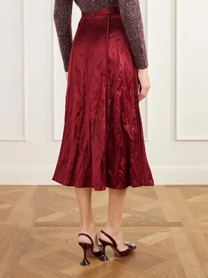 Erdem Crystal-embellished Crinkled-satin Midi Skirt